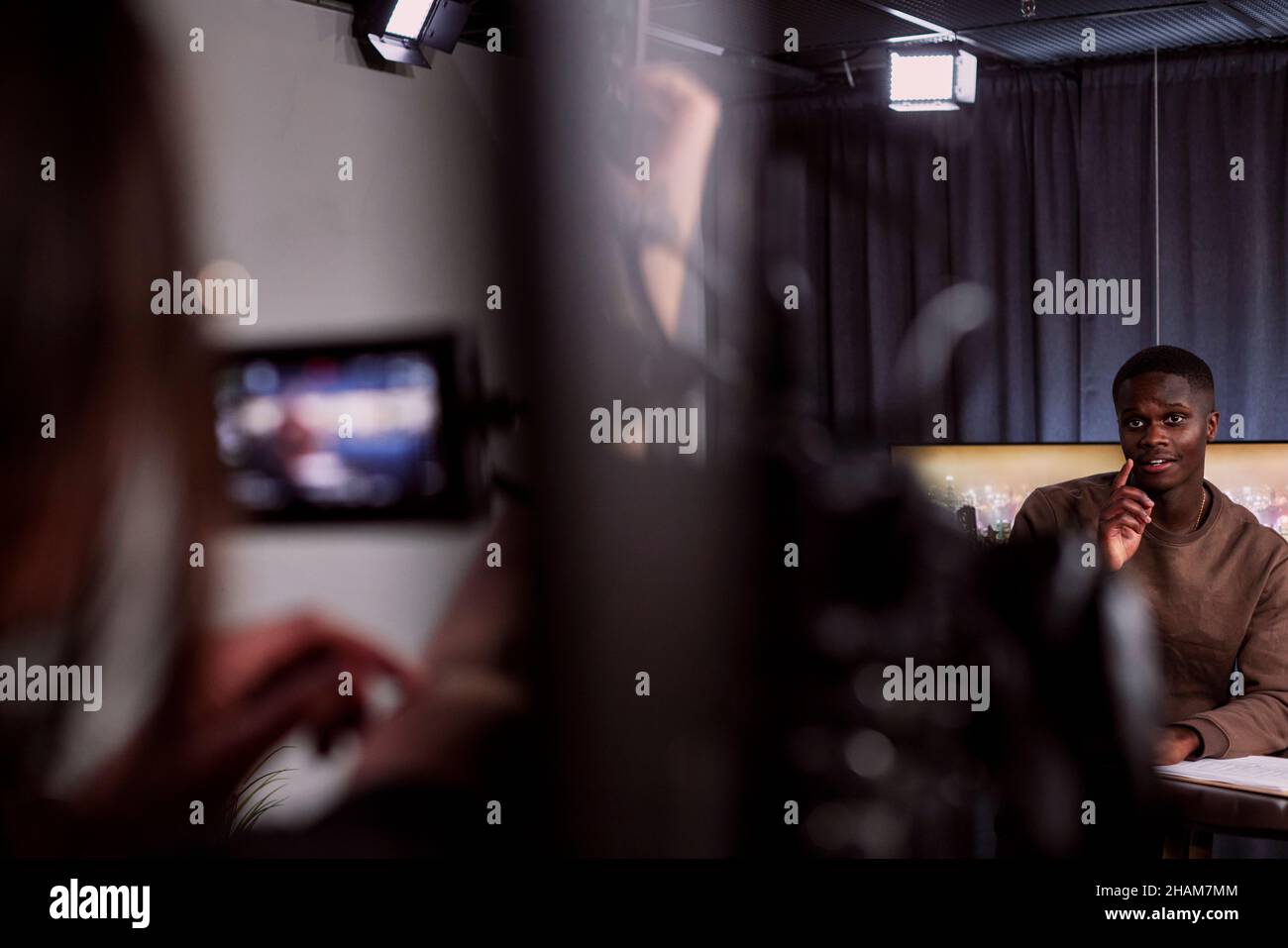 Filming of TV program in studio Stock Photo - Alamy