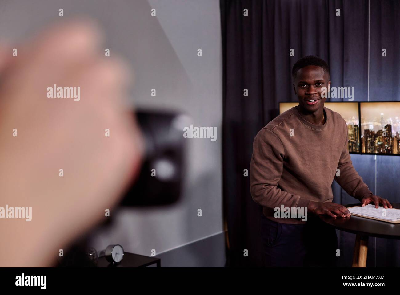 Filming of TV program in studio Stock Photo - Alamy