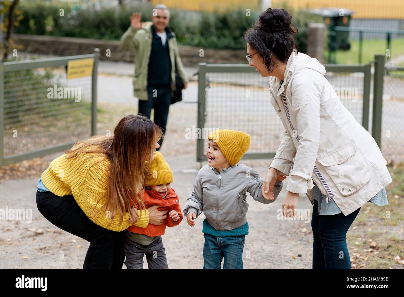 Family meeting each other outside Stock Photo - Alamy