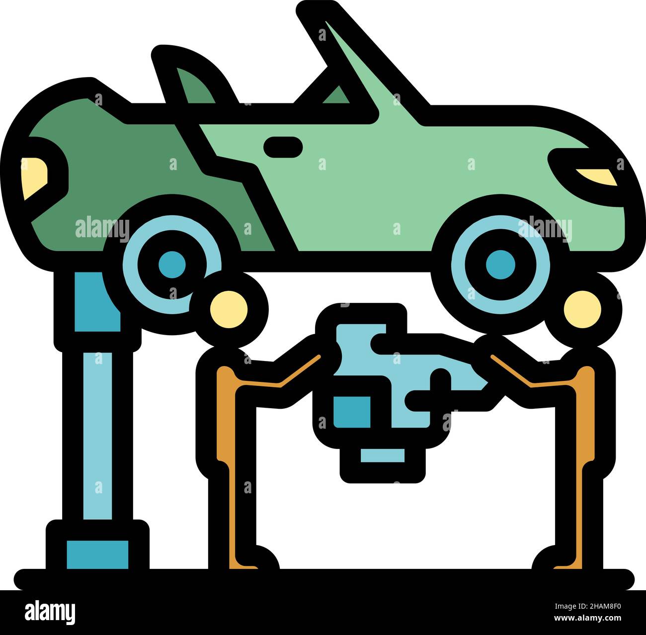 Auto mechanic icon. Outline auto mechanic vector icon color flat ...