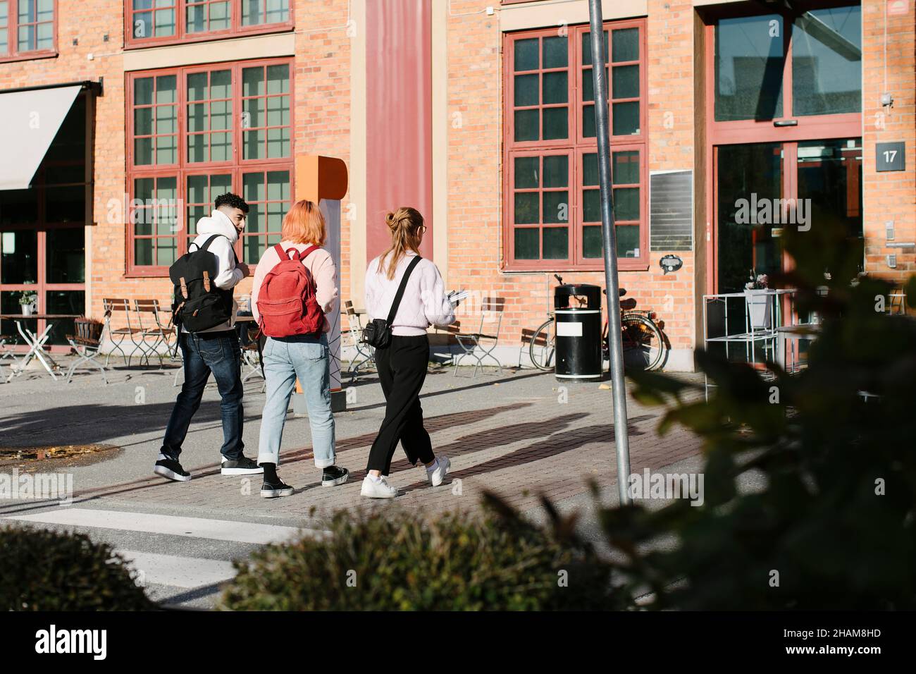 Friends walking together Stock Photo - Alamy