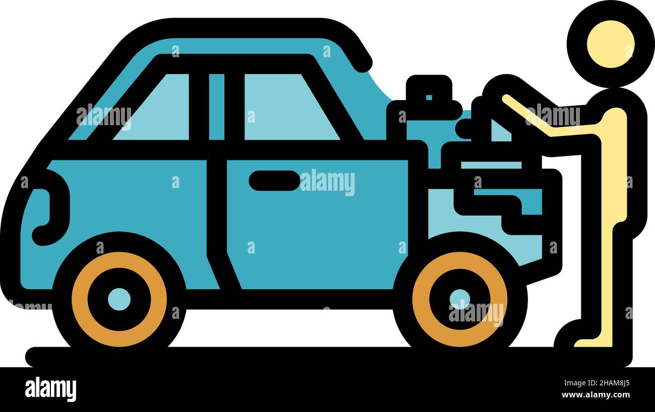 Car mechanic icon. Outline car mechanic vector icon color flat isolated ...