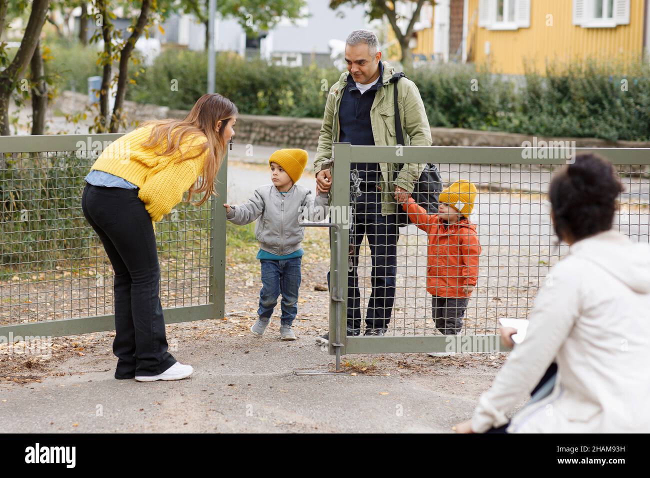 Family meeting each other outside Stock Photo - Alamy