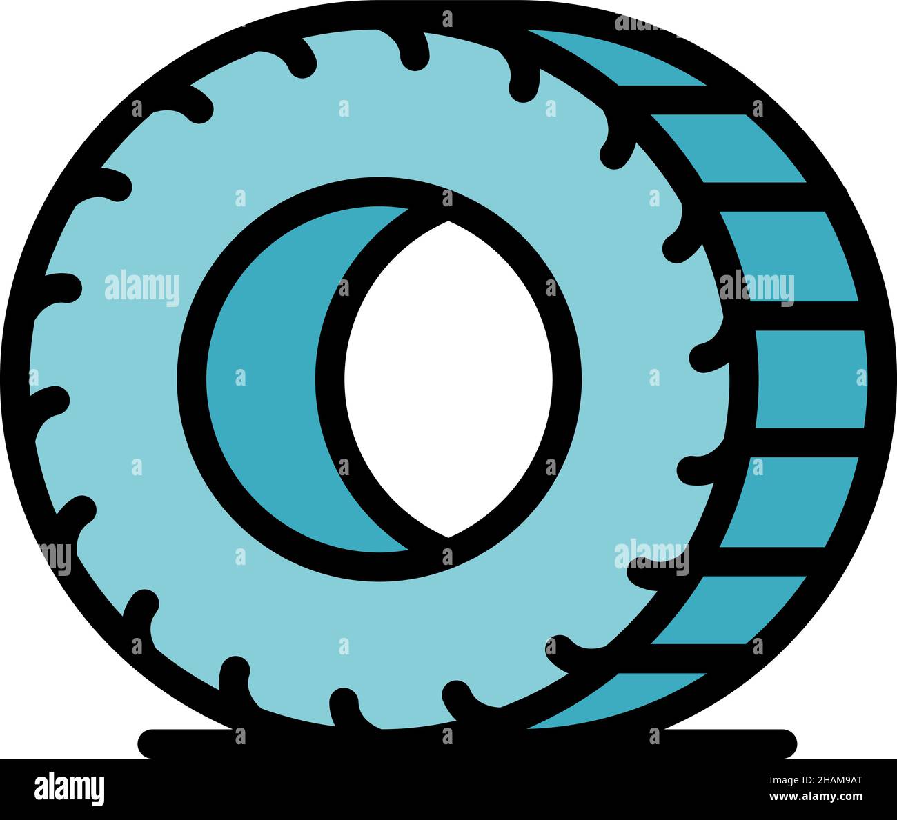 Rubber car wheel icon. Outline rubber car wheel vector icon color flat ...