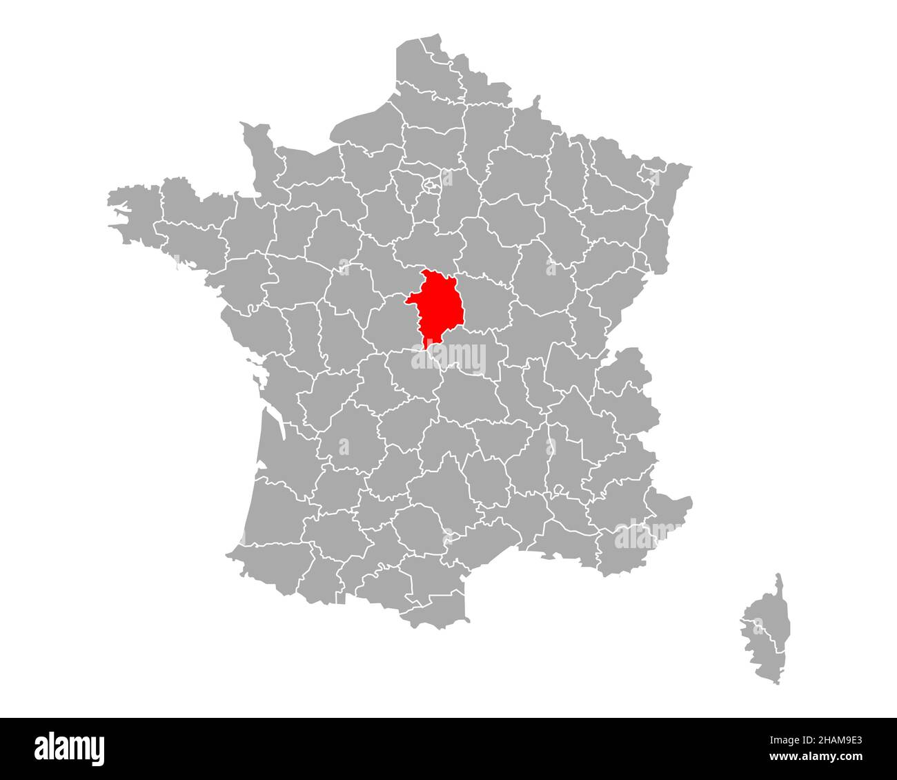Map of Cher in France Stock Photo - Alamy