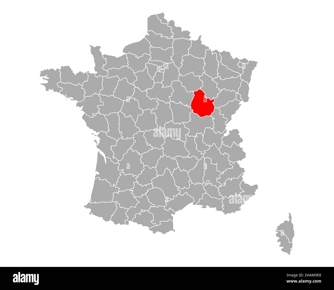 Map of Cote-d Or in France Stock Photo - Alamy