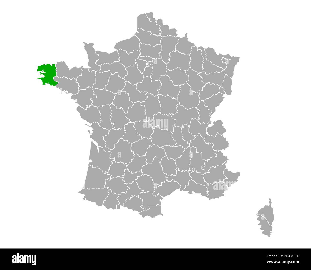 Map of Finistere in France Stock Photo - Alamy