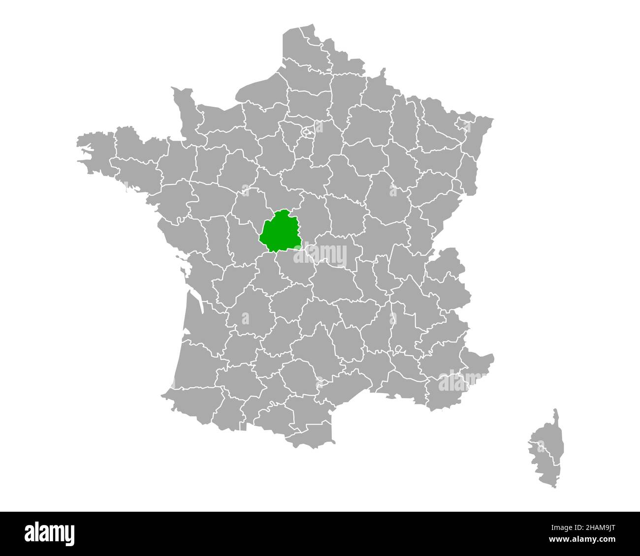 Map of Indre in France Stock Photo - Alamy