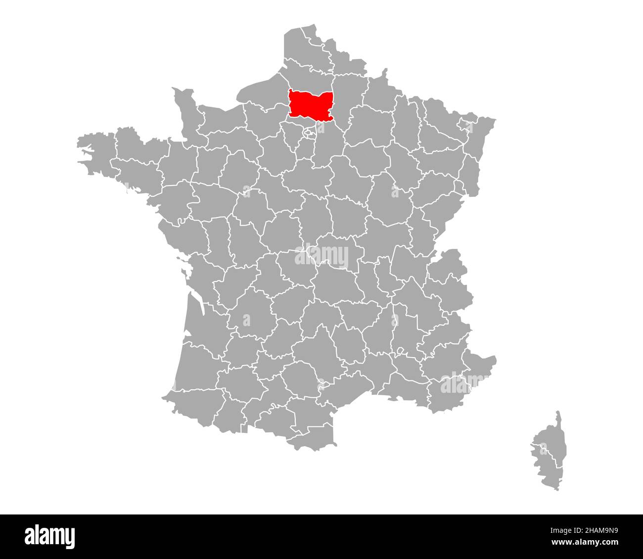 Map of Oise in France Stock Photo - Alamy