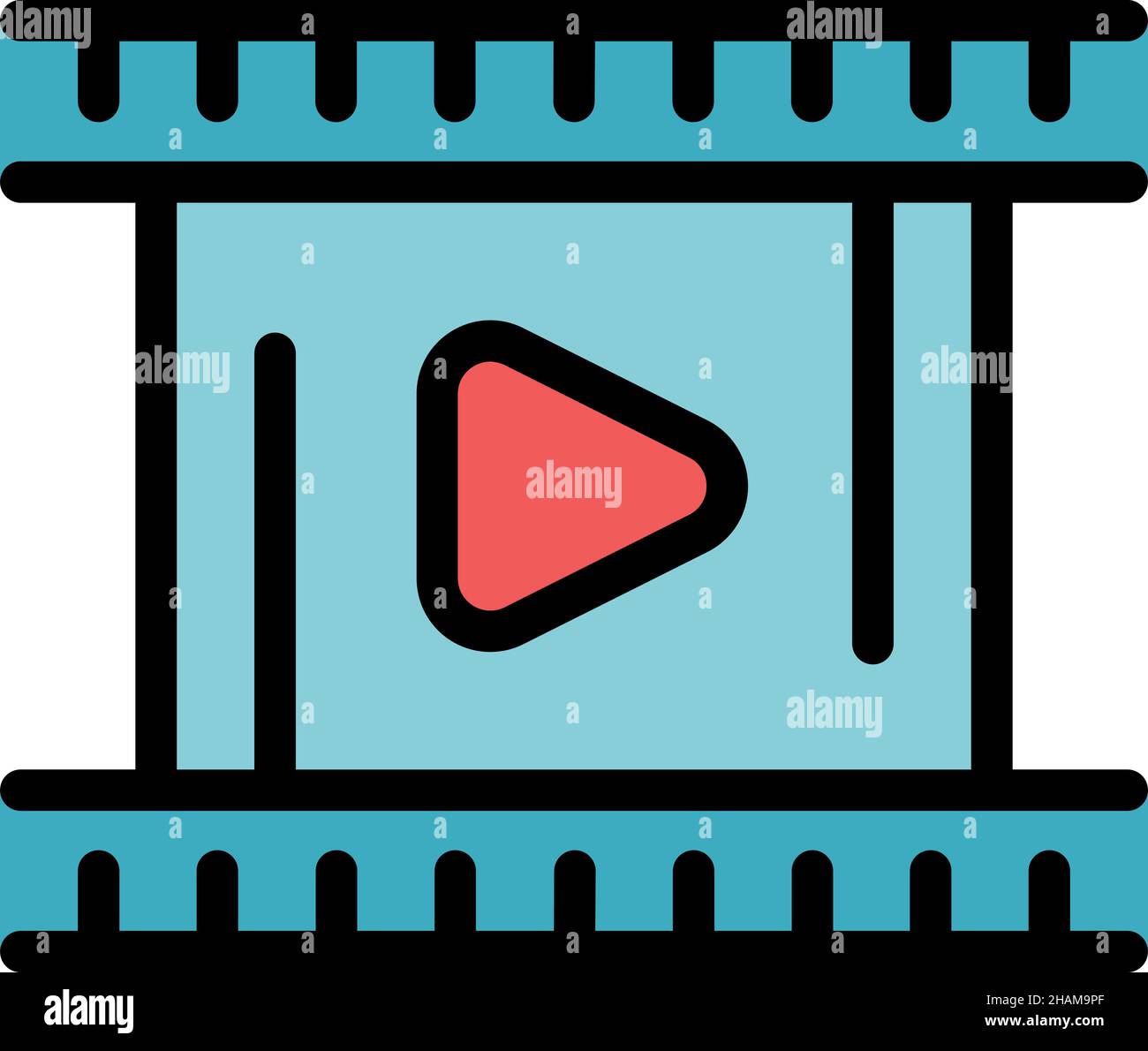 Movie clip icon. Outline movie clip vector icon color flat isolated ...