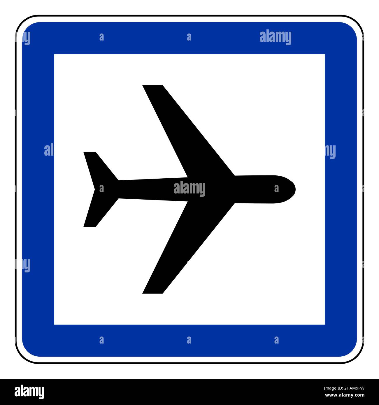 Airplane and road sign Stock Photo - Alamy