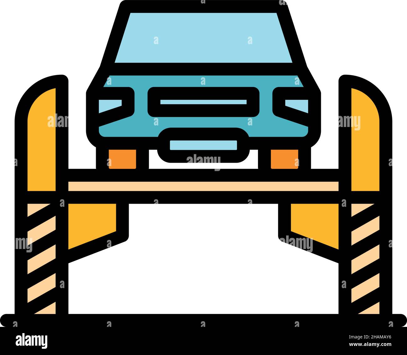 Car repair lift icon. Outline car repair lift vector icon color flat ...