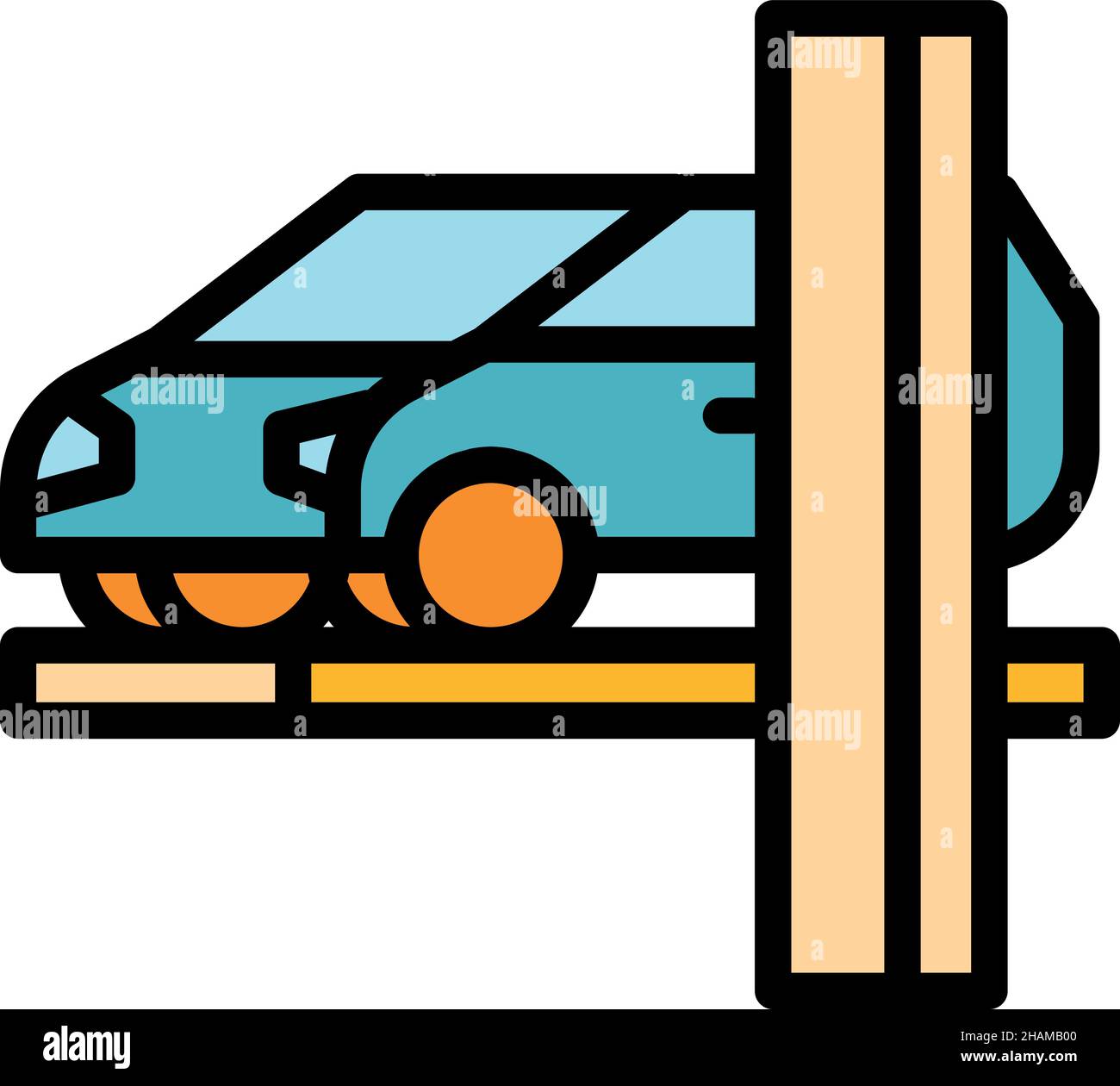 Car lift icon. Outline car lift vector icon color flat isolated Stock ...