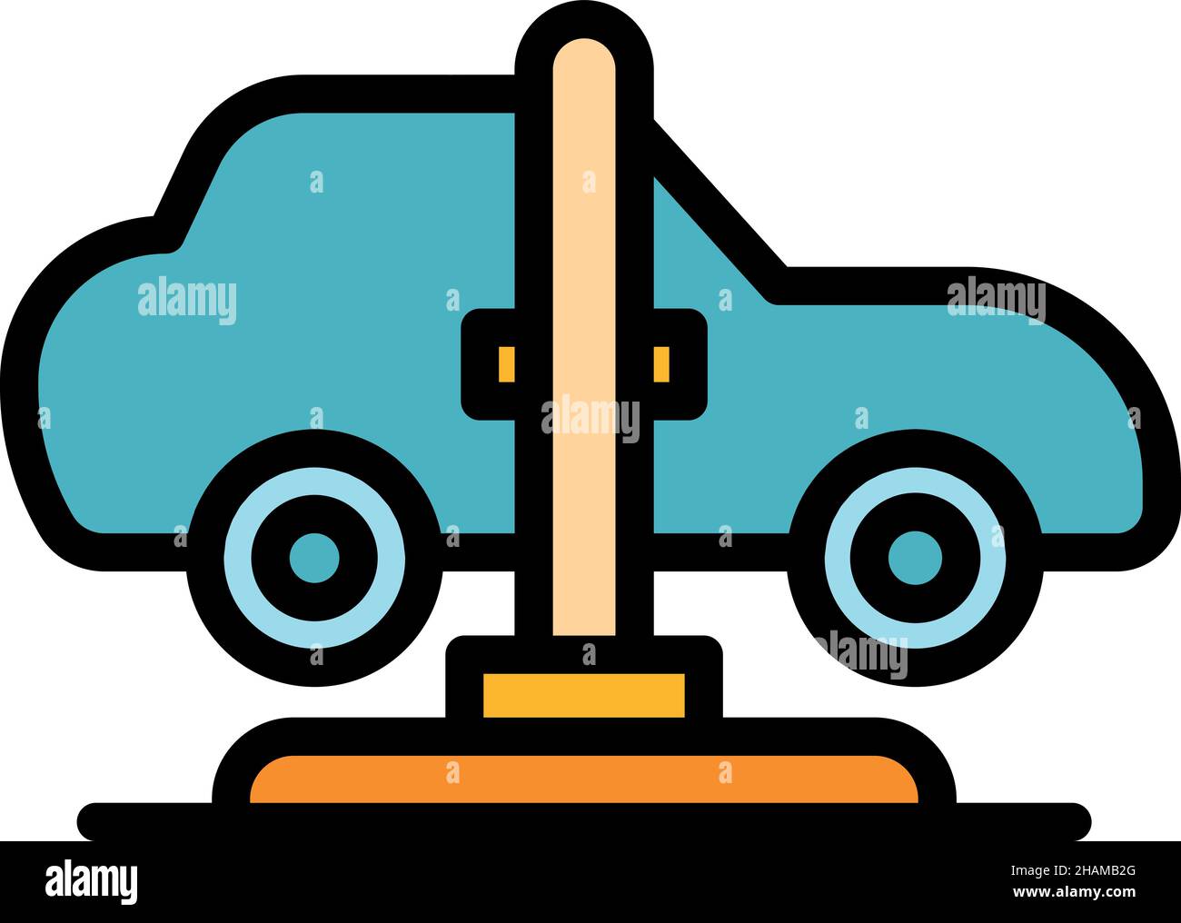 Car lift service icon. Outline car lift service vector icon color flat ...