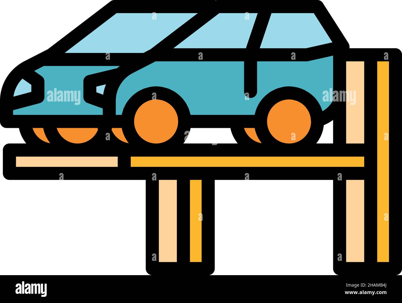 Car lifting icon. Outline car lifting vector icon color flat isolated ...