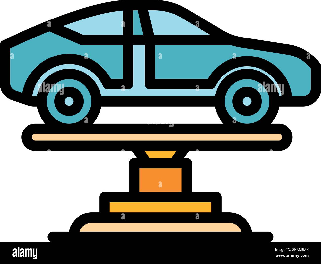 Wheel car lift icon. Outline wheel car lift vector icon color flat ...