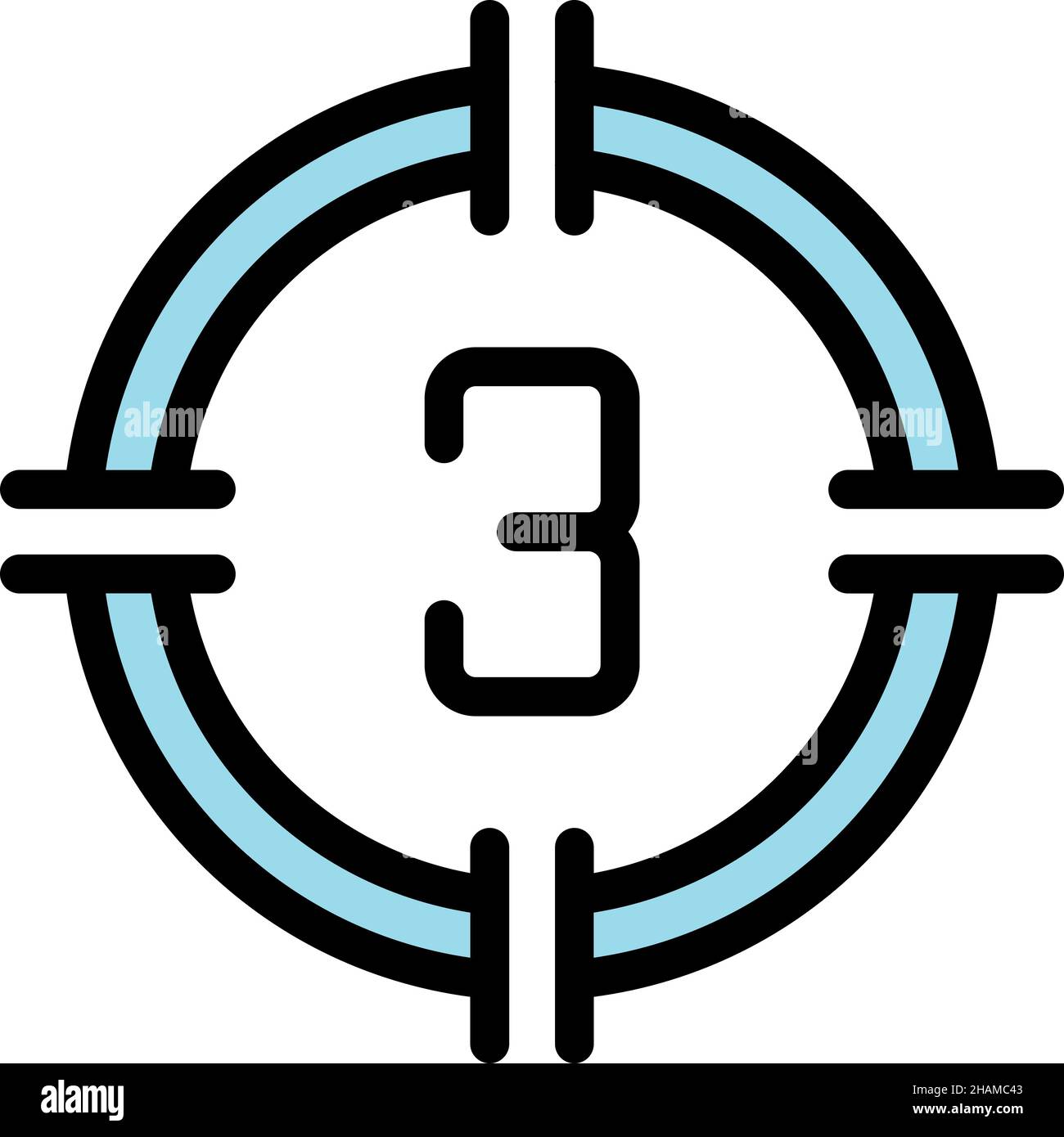 Countdown movie icon. Outline countdown movie vector icon color flat ...