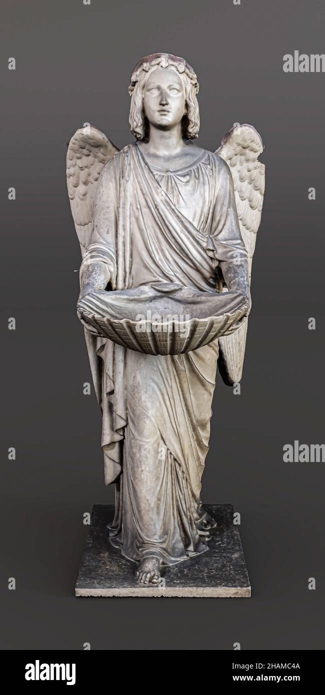 old angel statue isolated on gray background 3d illustration Stock ...