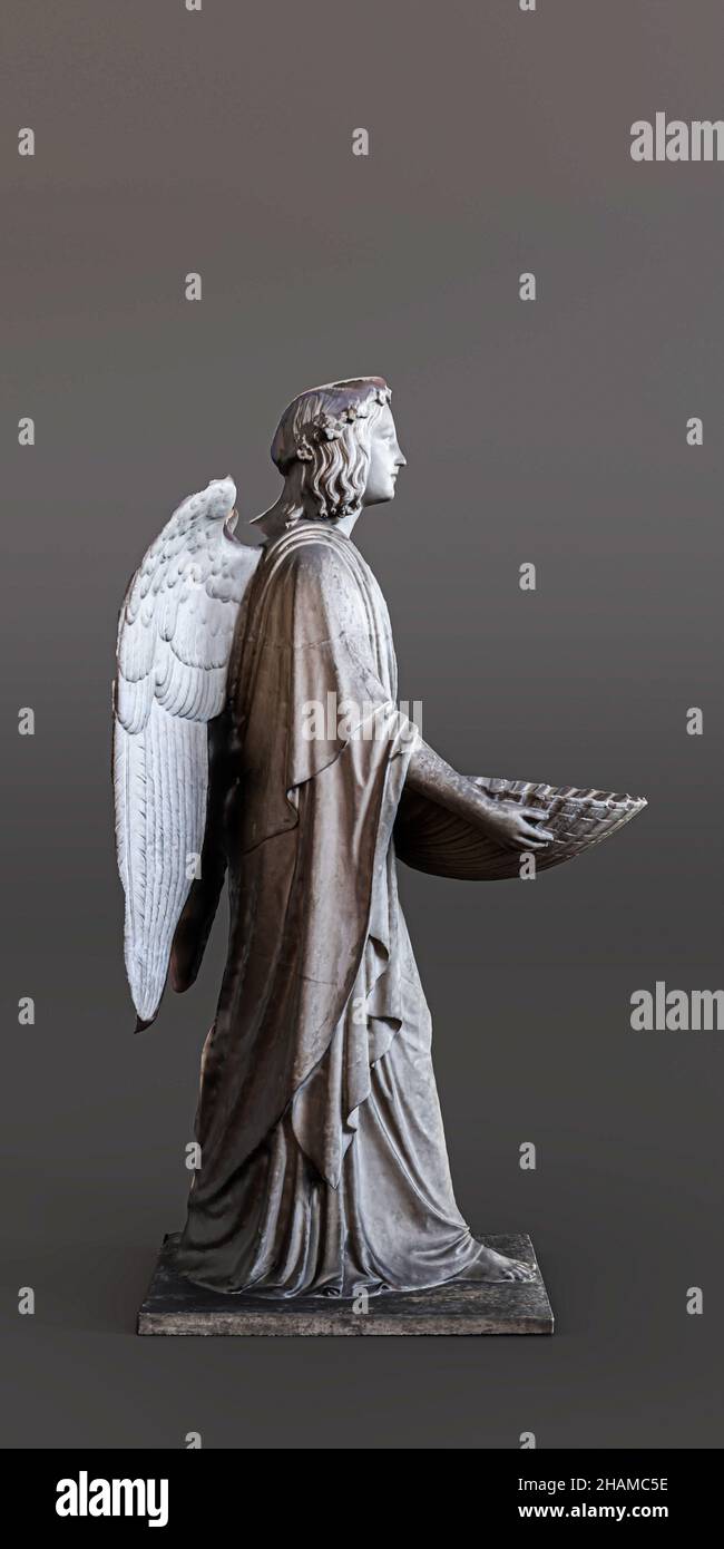 old angel statue isolated on gray background 3d illustration Stock ...