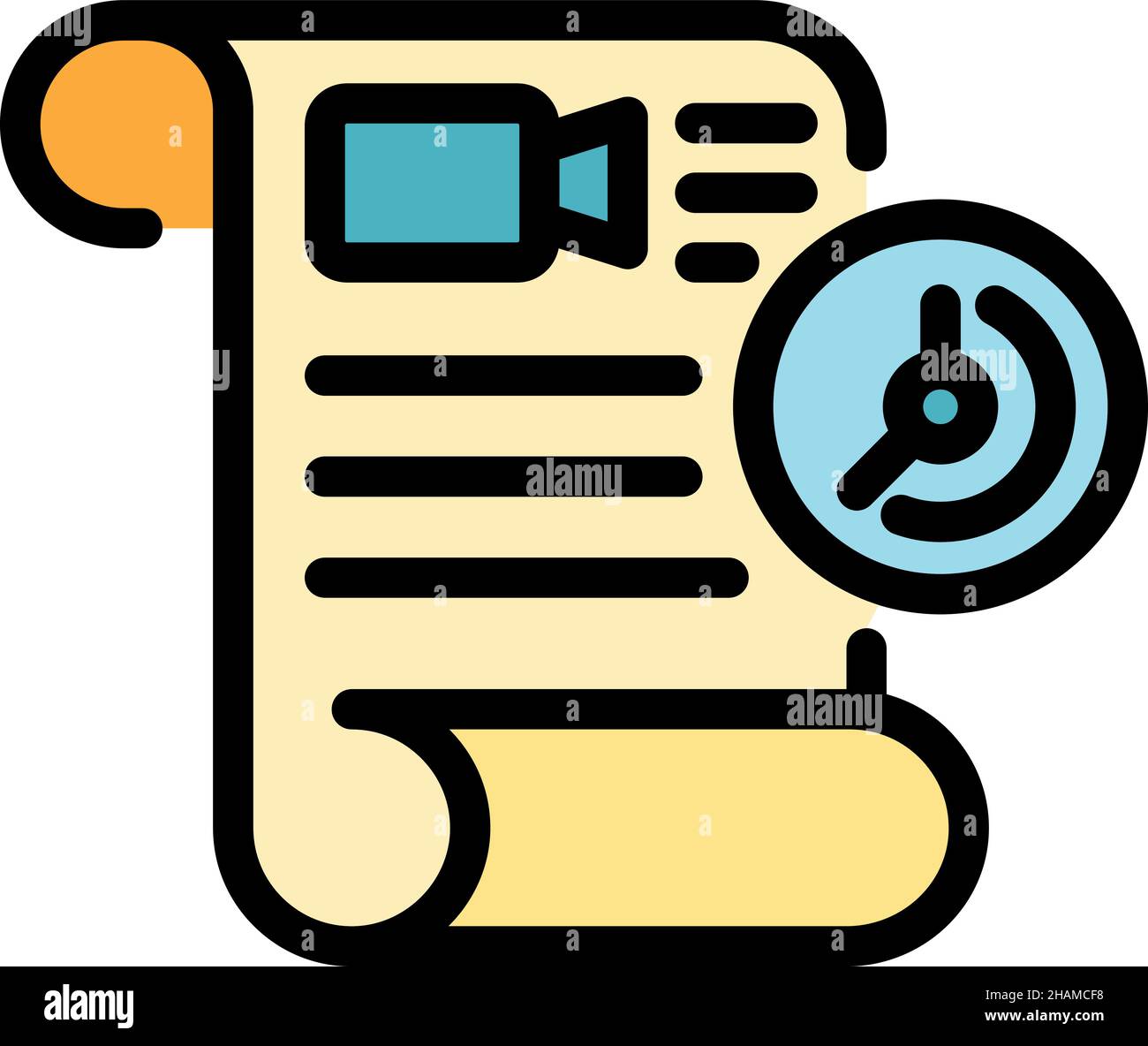 Film scenario icon. Outline film scenario vector icon color flat ...