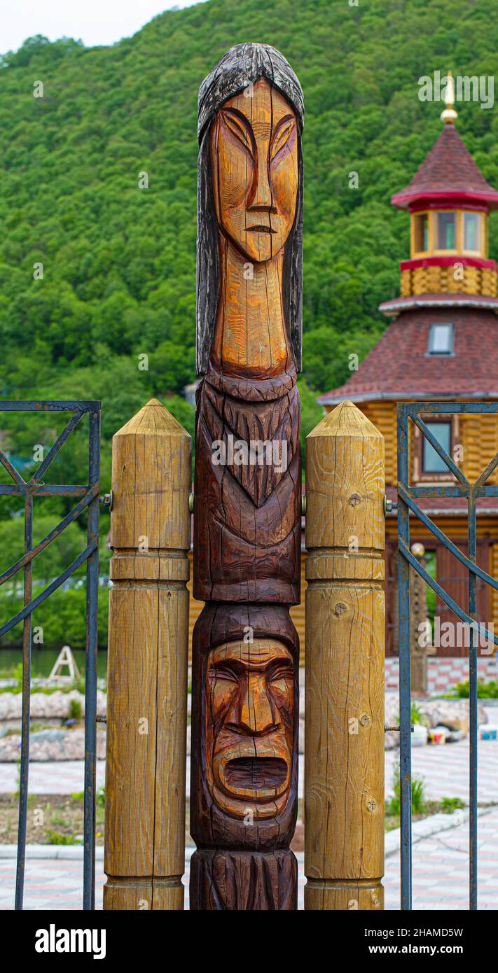 wooden idol statue of koryak on Kamchatka peninsula Stock Photo - Alamy