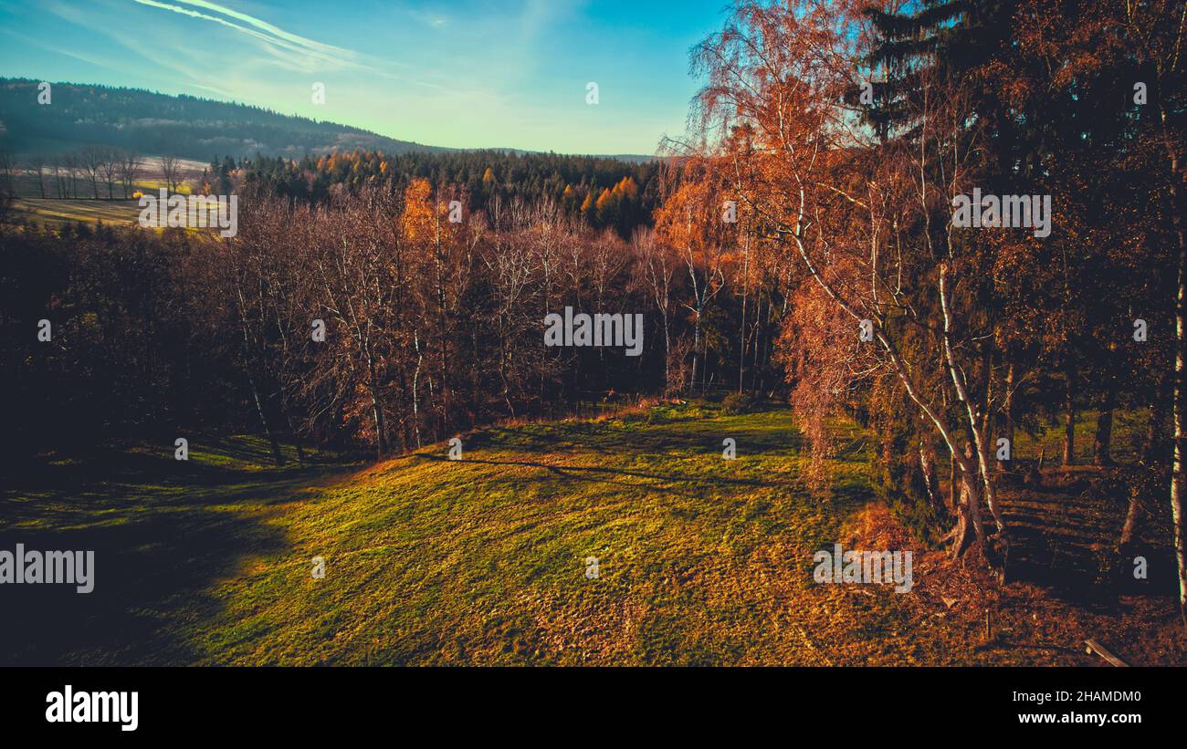 Beautiful scene of autumn landscape and park of colorful trees Stock ...