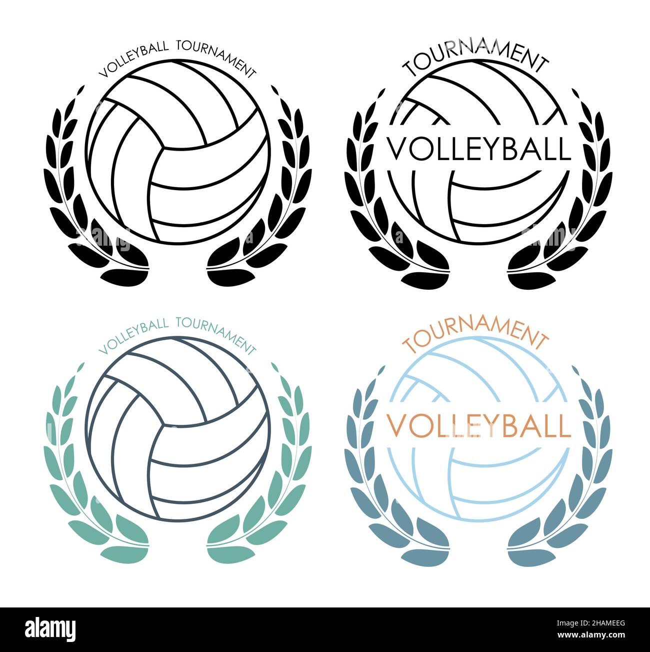 symbols sport ball for VOLLEYBALL on white background with winner ...