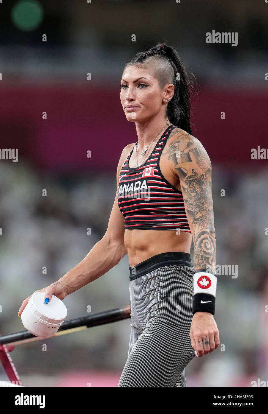 Anicka Newell participating in the Tokyo 2020 Olympics in the pole ...