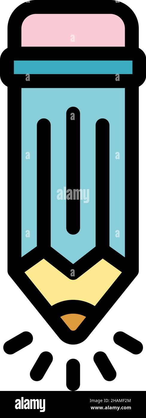 Creative pencil icon. Outline creative pencil vector icon color flat ...