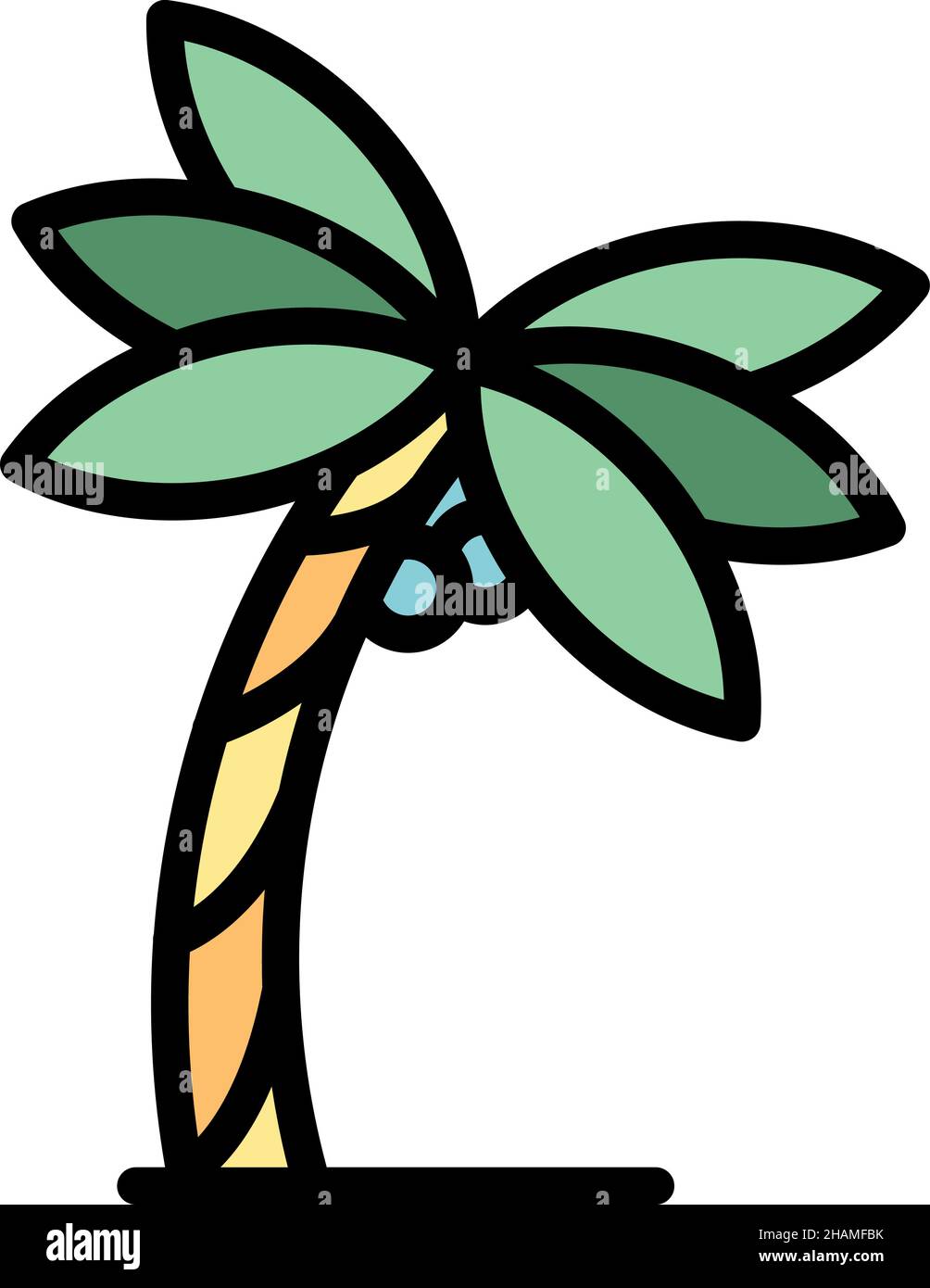 Hawaii palm tree icon. Outline Hawaii palm tree vector icon color flat ...