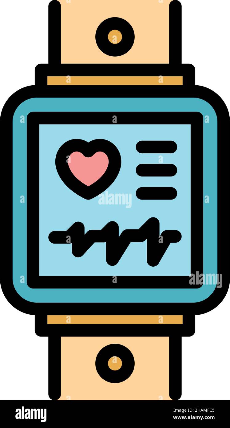 Smartwatch icon. Outline smartwatch vector icon color flat isolated ...