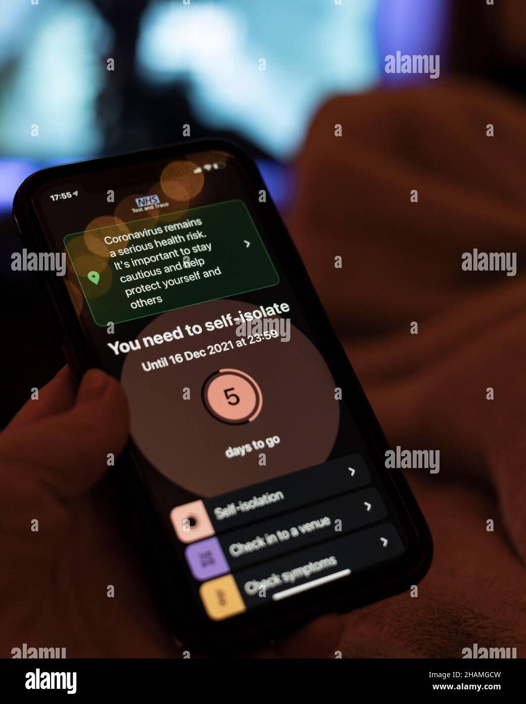 The NHS Covid-19 app counts down the days left of isolation after a ...
