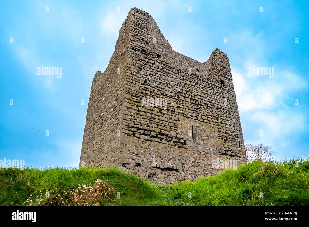 Rossle castle at Easky pier in County Sligo - Republic of Ireland Stock ...