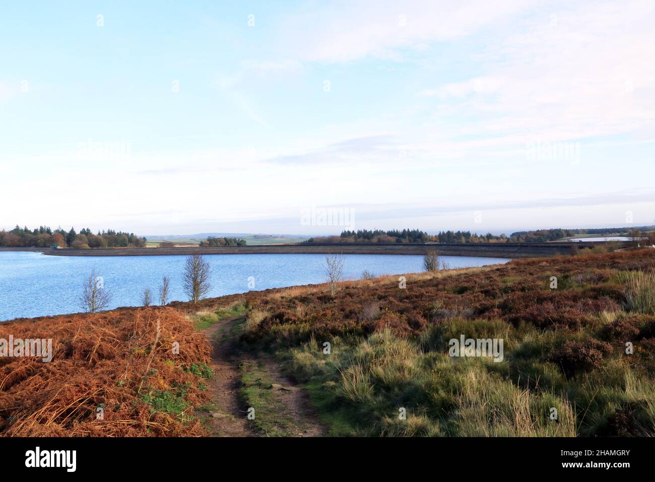 Autumnal view of Redmires Reserves, Hallam Moors, Sheffield, England ...