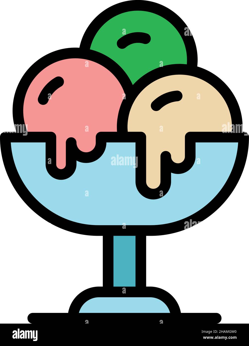 Ice cream balls icon. Outline ice cream balls vector icon color flat ...