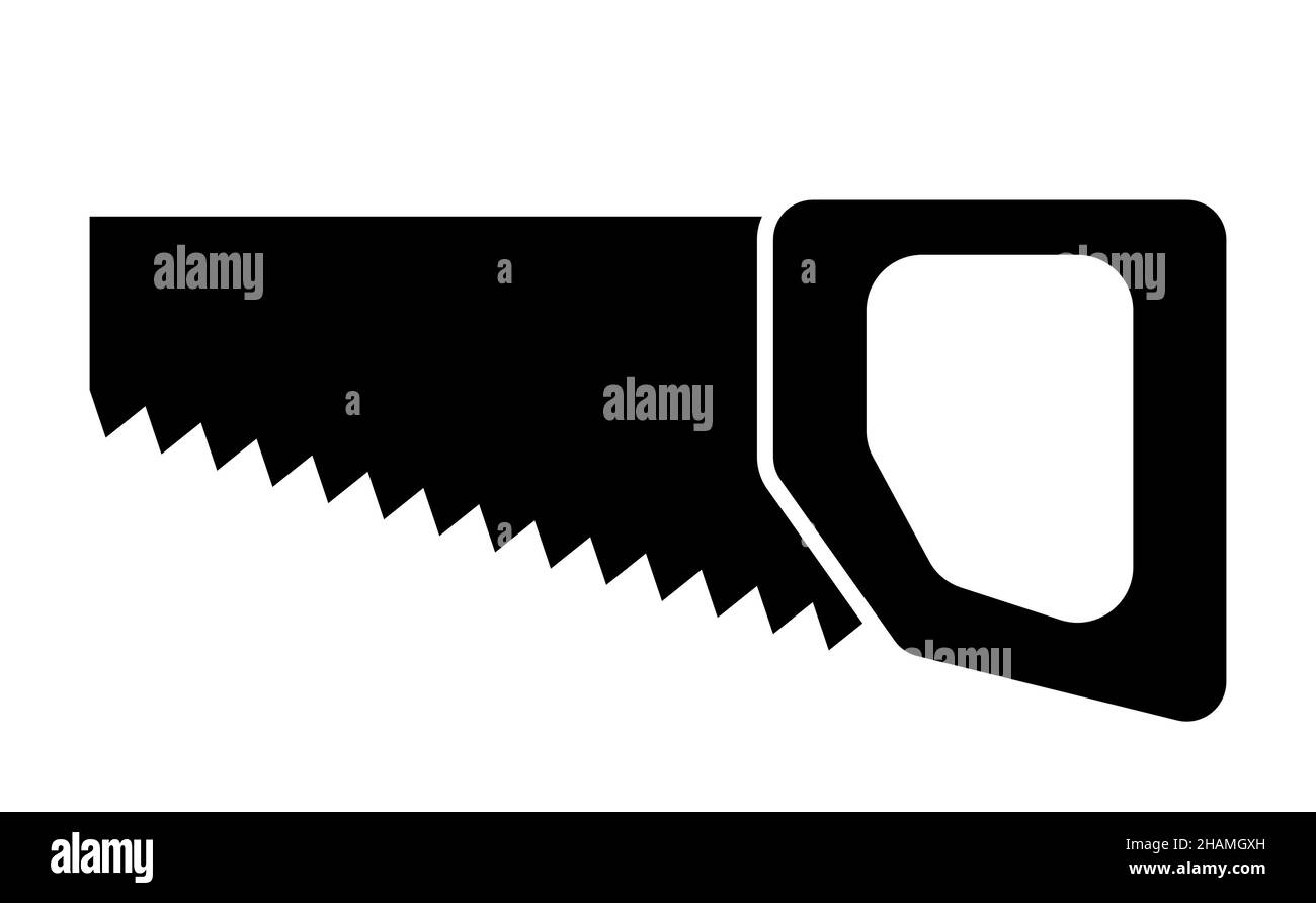 Flat black handsaw isolated isolated on white background Stock Vector ...