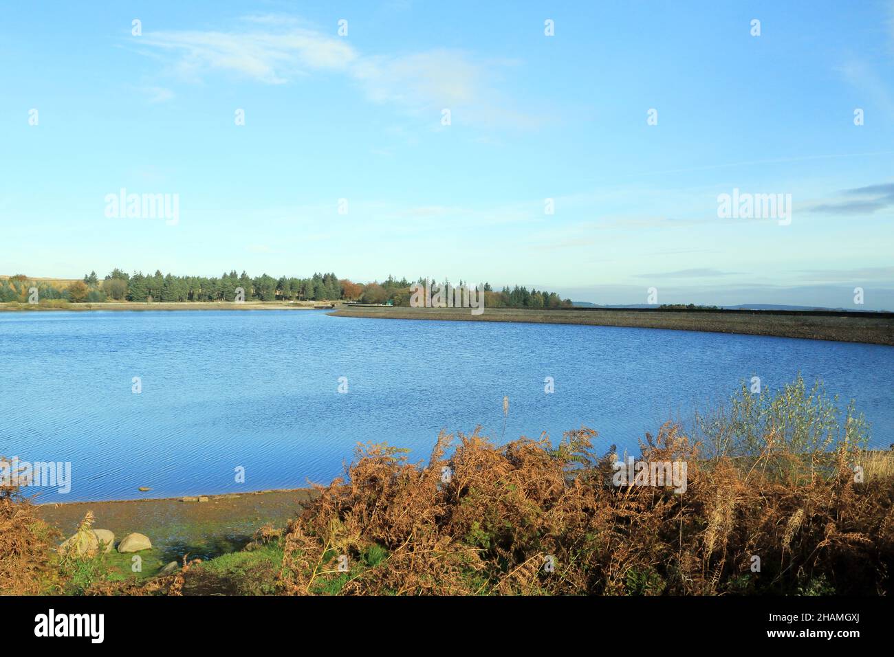 Autumnal view of Redmires Reserves, Hallam Moors, Sheffield, England ...