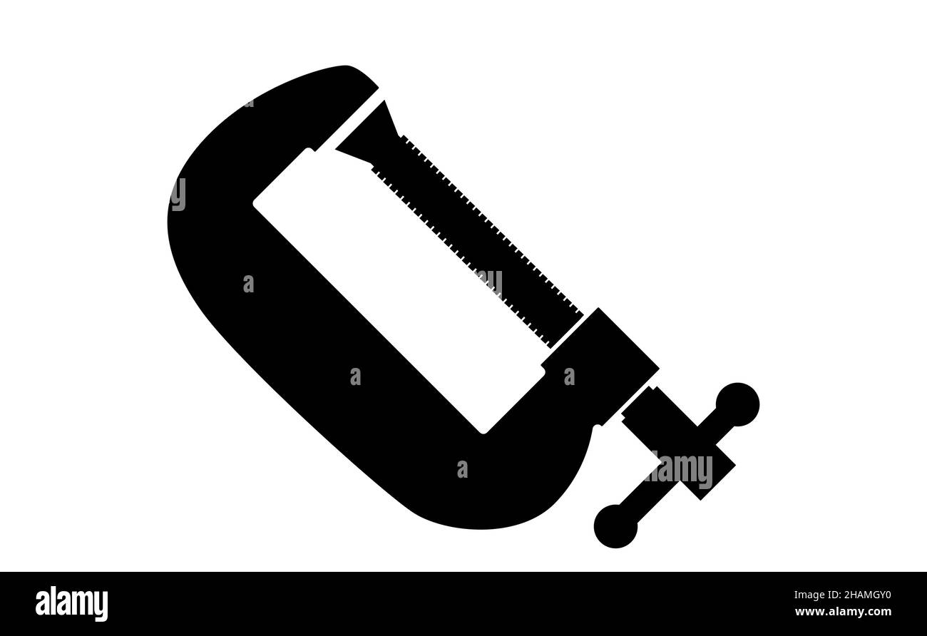 Clamp compression tool vector icon. Black vector icon isolated on white ...