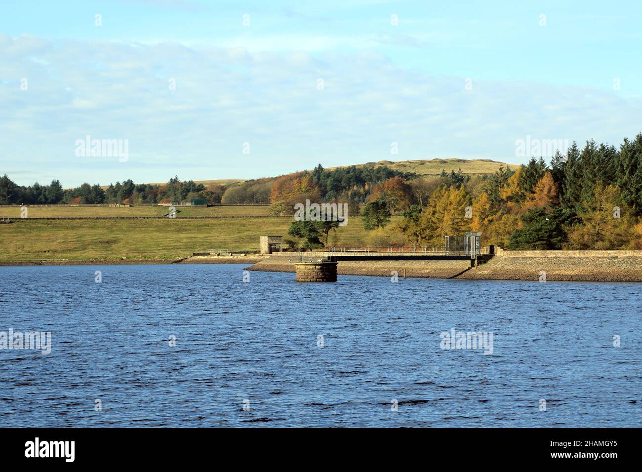 Autumnal view and low water level at Redmires Reserves, Hallam Moors ...