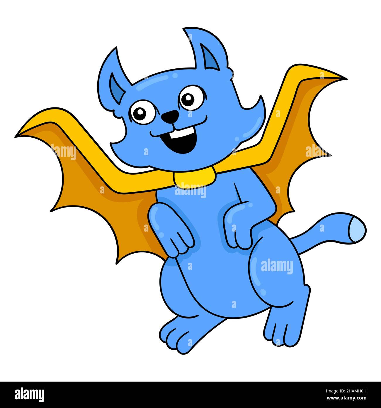 flying cat using bat wings, vector illustration art. doodle icon image ...