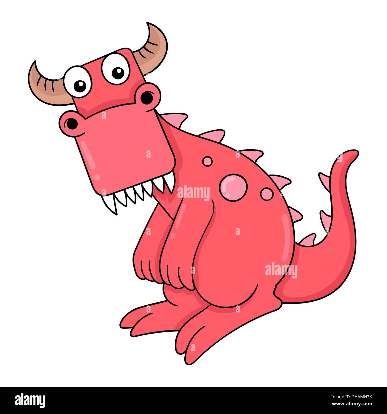 red faced dinosaur gawking in surprise, vector illustration art. doodle ...