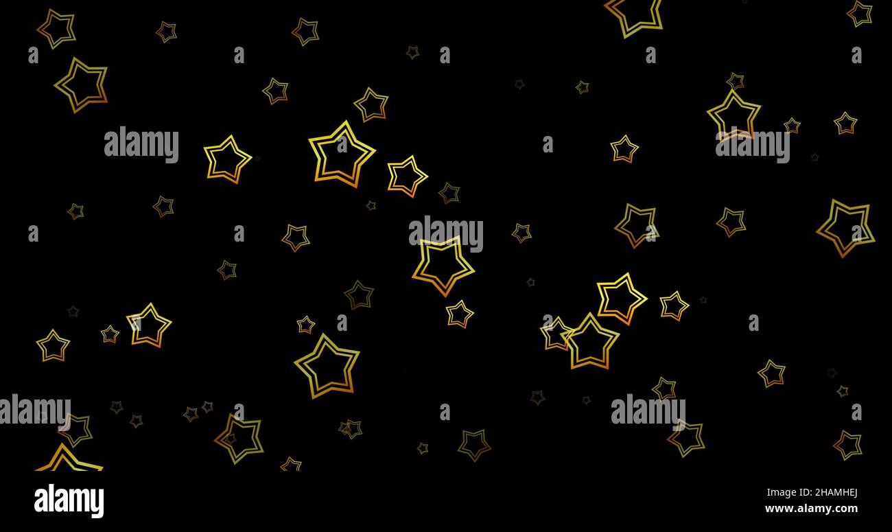 Digital composite image of golden star shapes on black background Stock ...