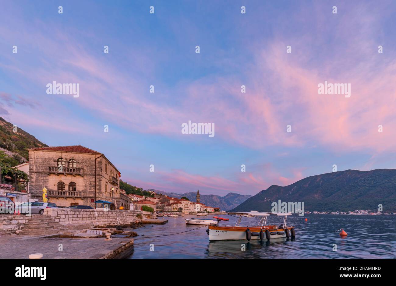 Evening Perast after sunset, Bay of Kotor, Montenegro Stock Photo - Alamy