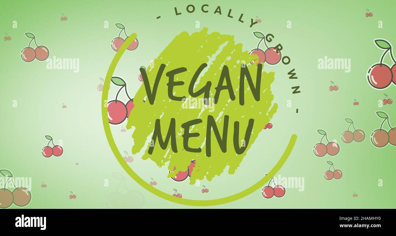 Digital composite image of locally grown vegan menu symbol with ...