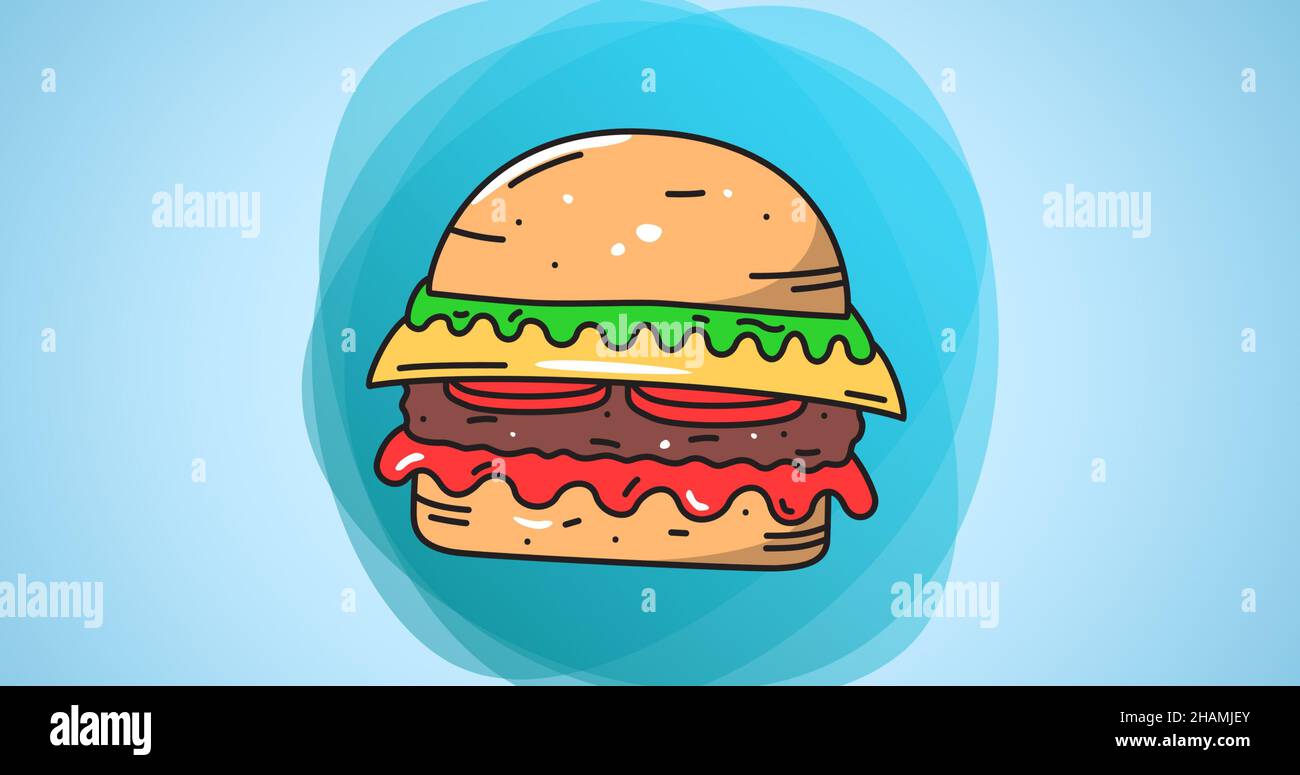 Vector image of burger against blue background with copy space Stock ...