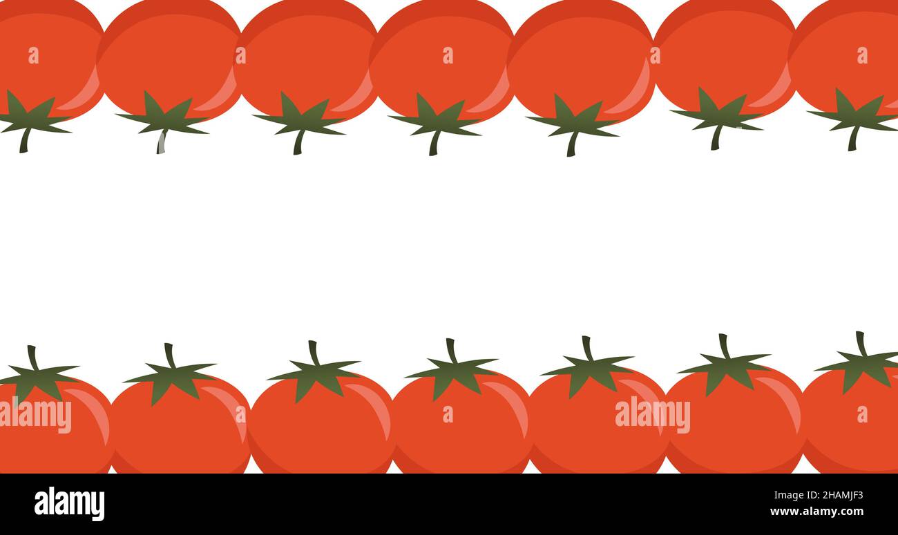 Vector image of tomatoes borders against white background with copy ...