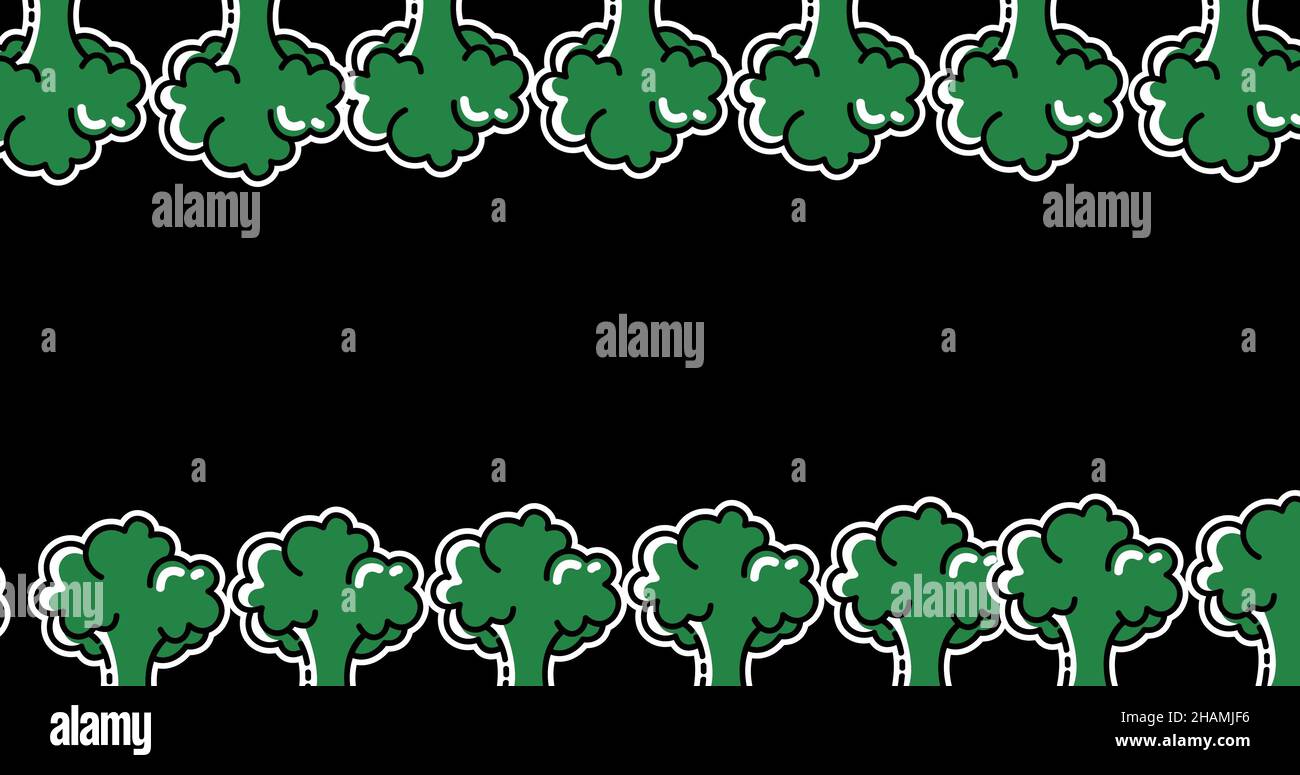 Digitally generated image of broccoli borders on black background with ...