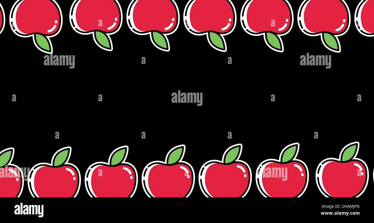 Vector image of apple borders against black background with copy space ...