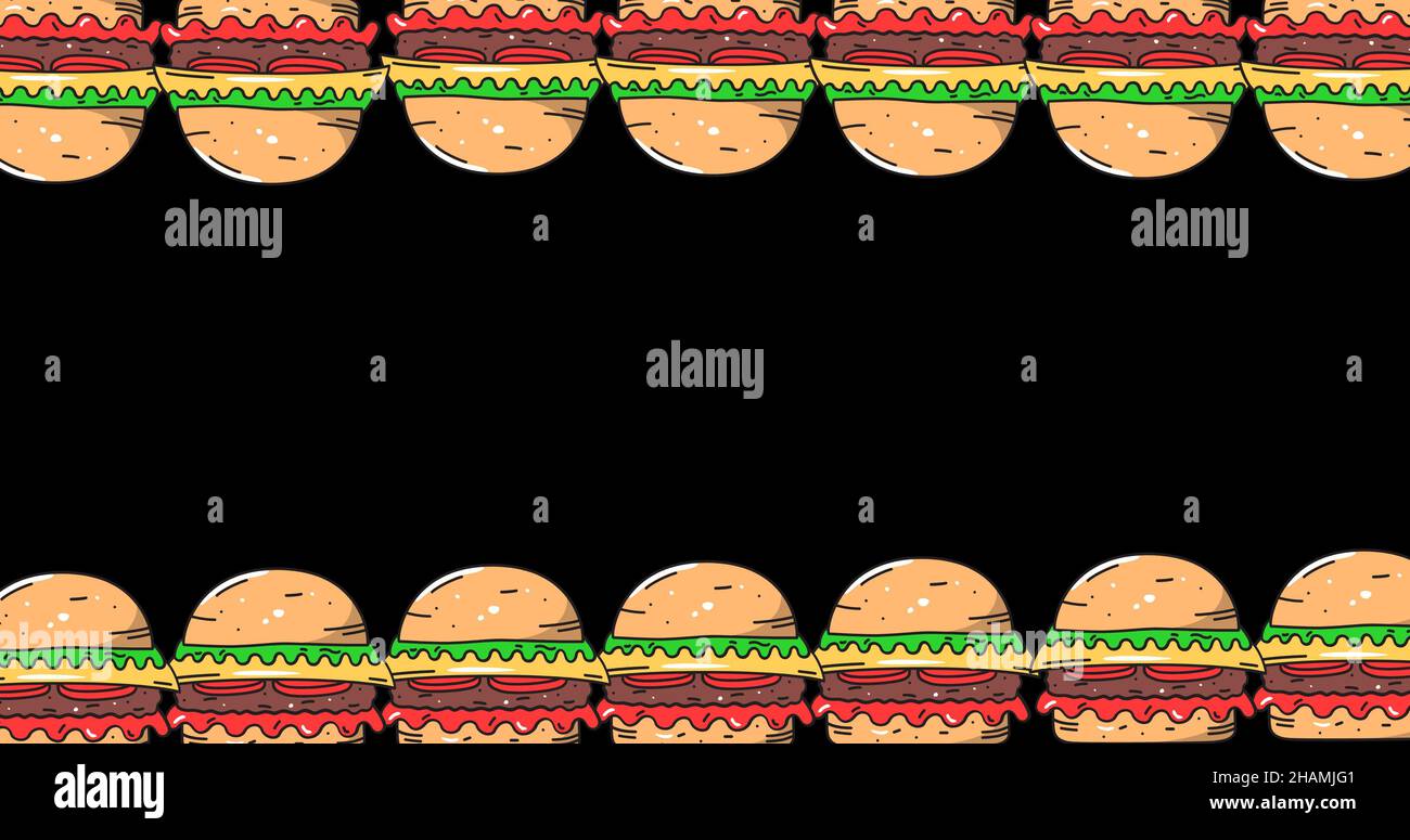 Vector image of burger borders against black background with copy space ...