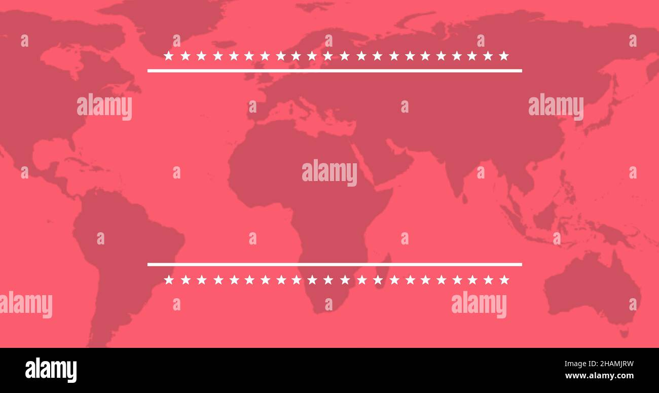 Digital composite image of parallel stars pattern over world map in ...